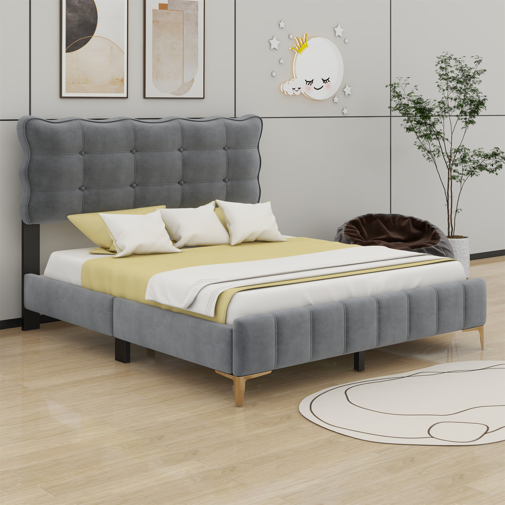 Wrought Studio™ Platform Bed With LED Frame | Wayfair