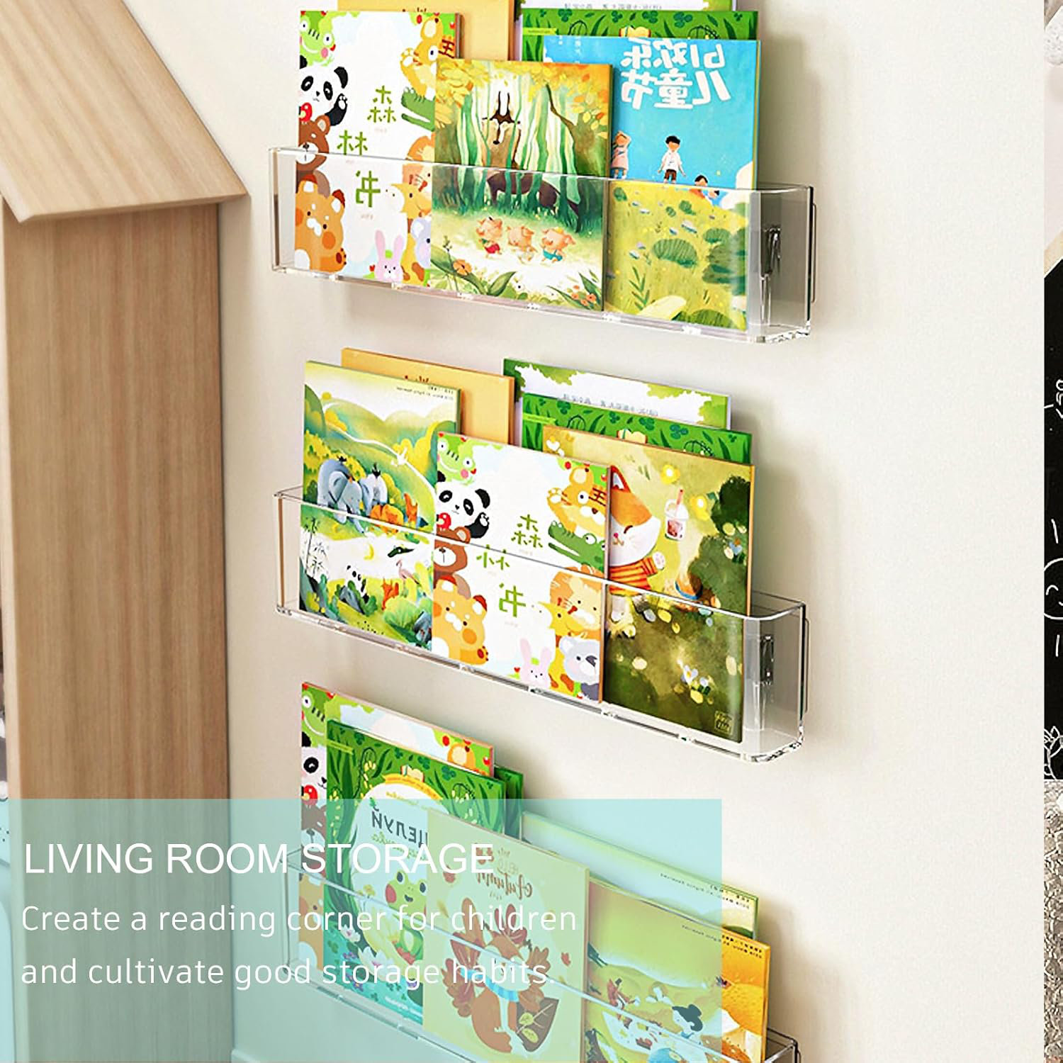 Rebrilliant Wall Mounted Clear Floating Bookshelf 18" Book Display ...