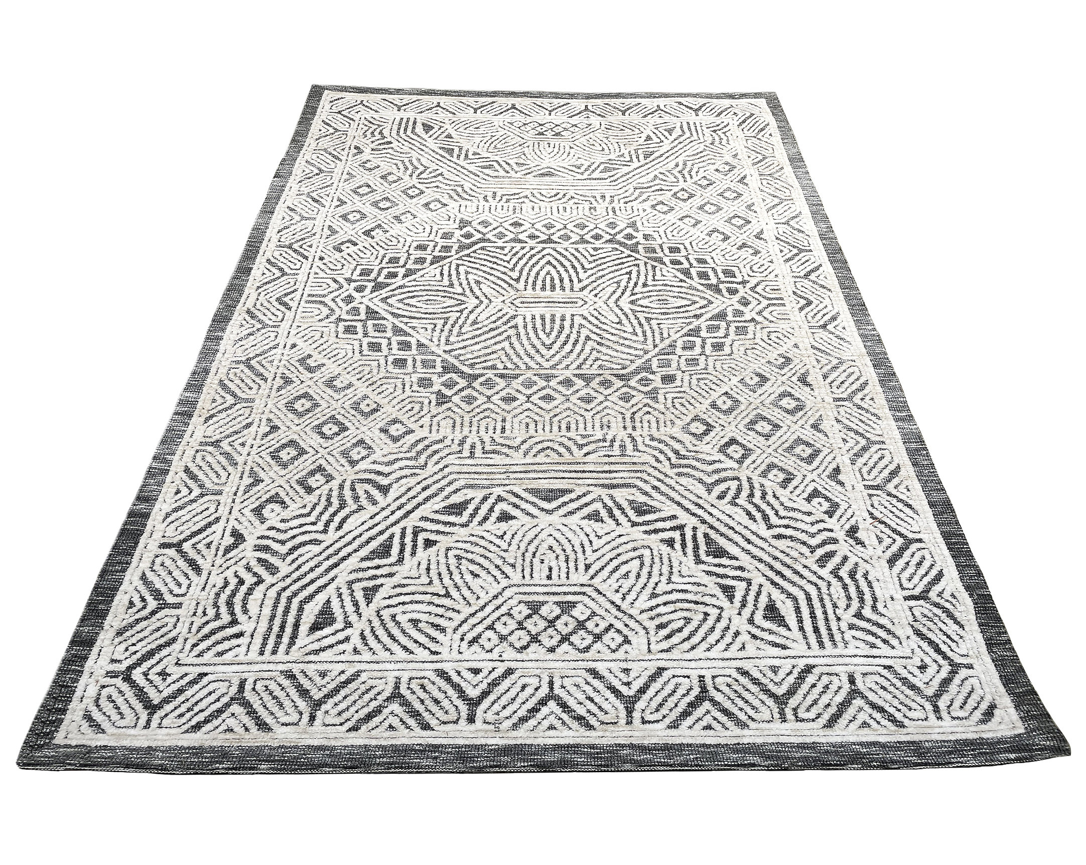 Bungalow Rose Geometric Tufted Retangle 5'3" x 7'6" Wool Area Rug in ...