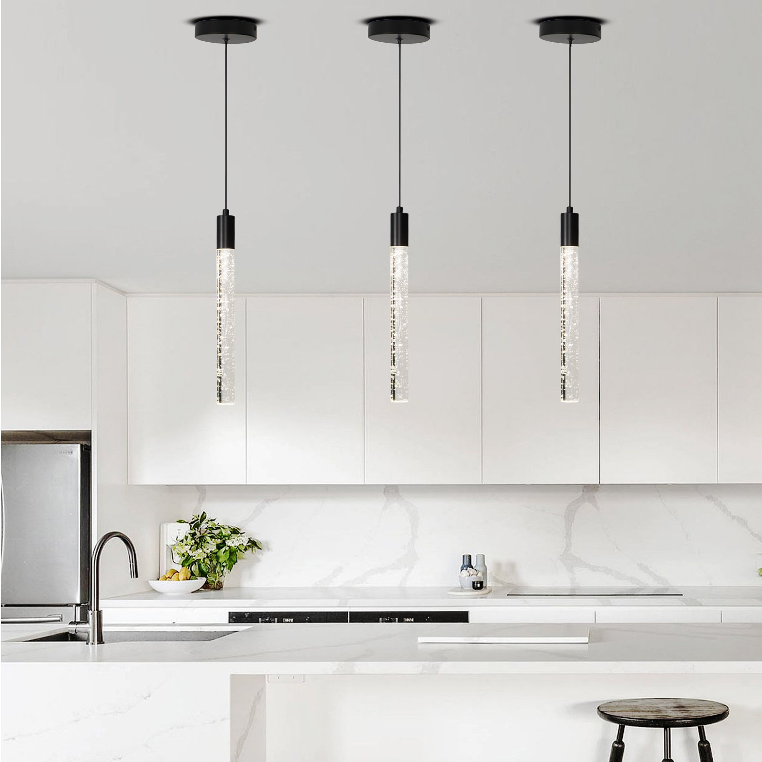 Wrought Studio Solem 1-Light Modern Pendant Kitchen Island Crystal LED ...