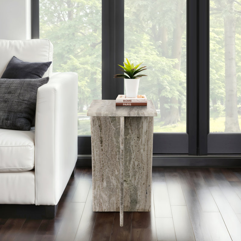 Orren Ellis Rommi Small Marble Table, White | Wayfair