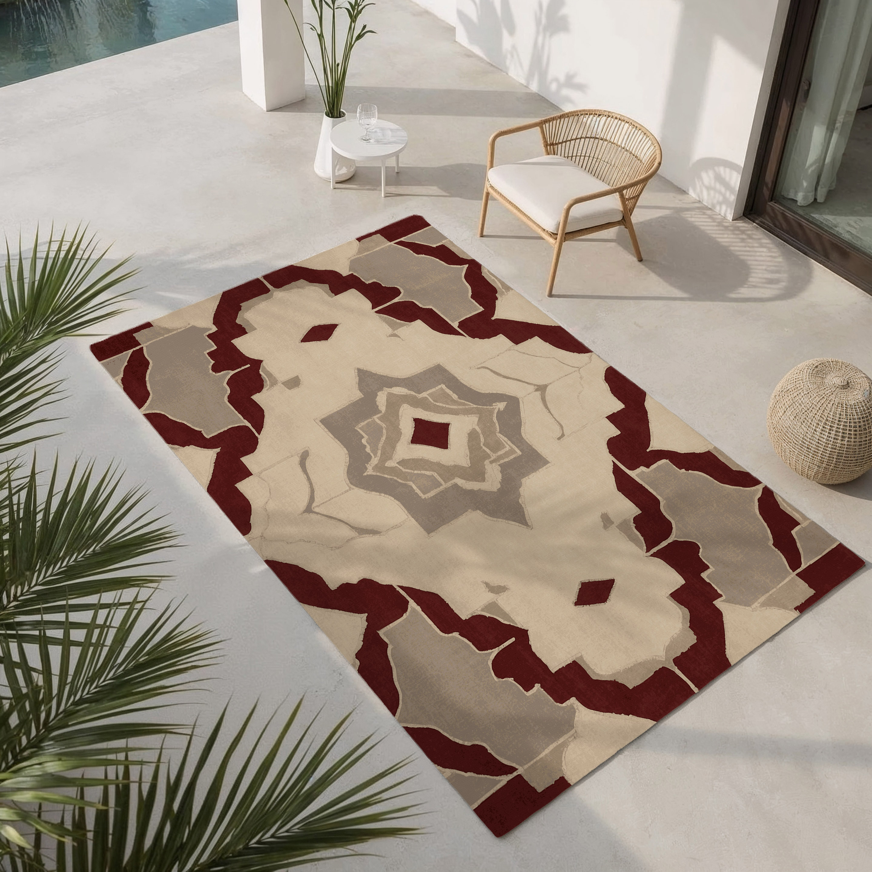 Winston Porter Curved Precision Indoor And Outdoor Area Rug | Wayfair