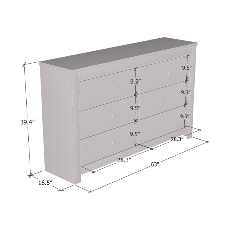The Twillery Co.® Tangier 6 Drawer 63'' W Double Dresser | Wayfair