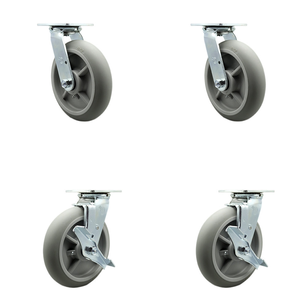 Service Caster 4 Piece Cart Caster Set with Swivel Lock and Brake | Wayfair