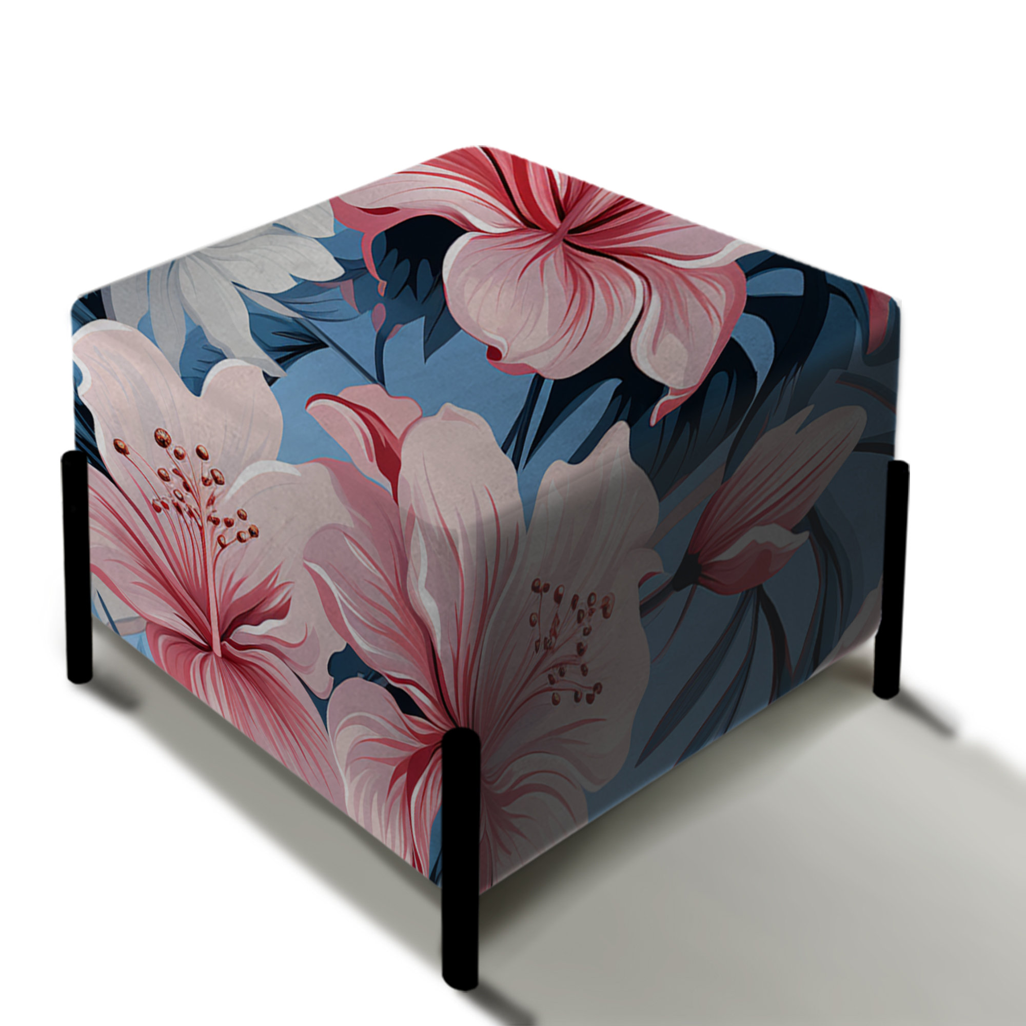 Design Art Tranquil Flora Tropical Pattern - Tropical Square Ottoman ...