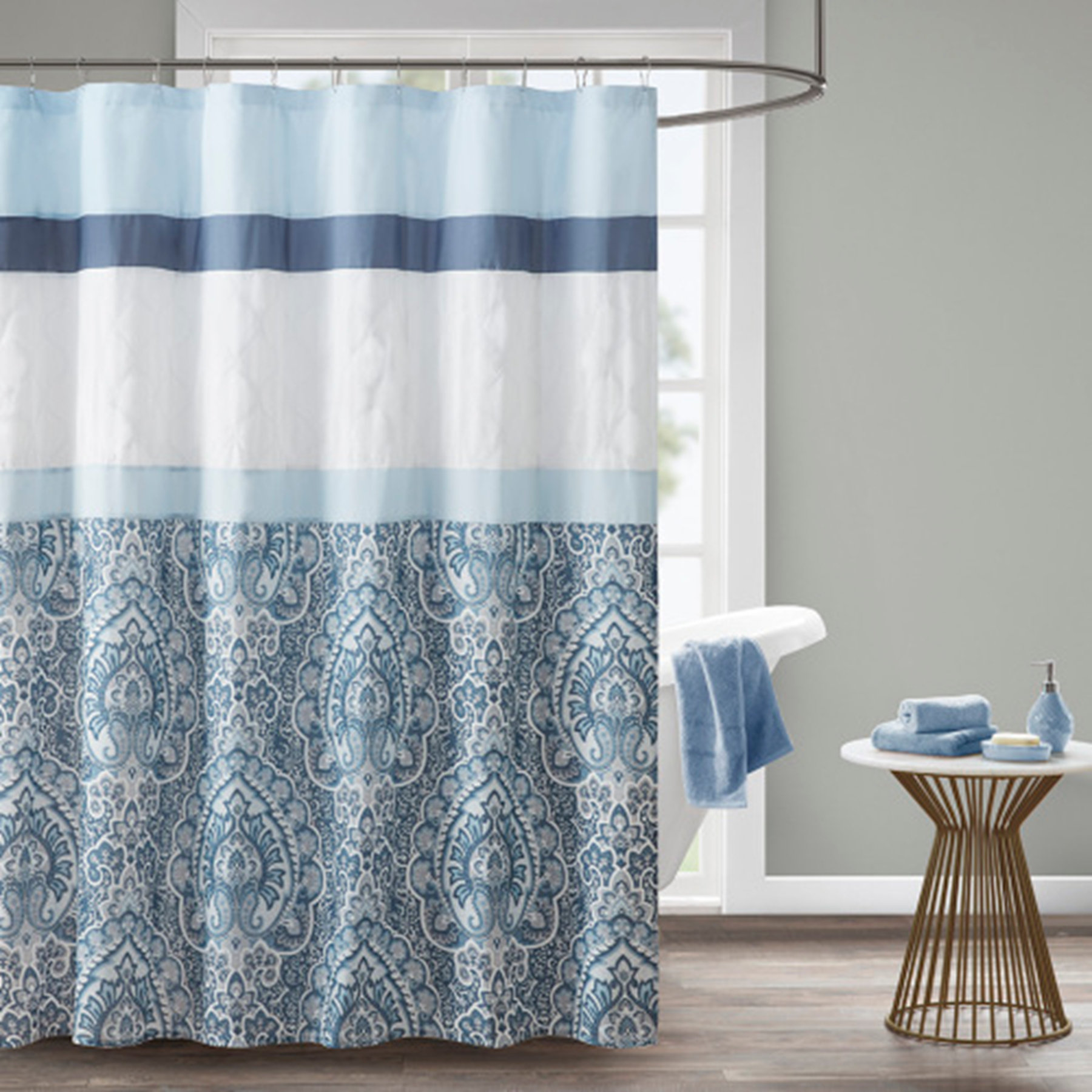 Red Barrel Studio® Printed and Embroidered Shower Curtain | Wayfair
