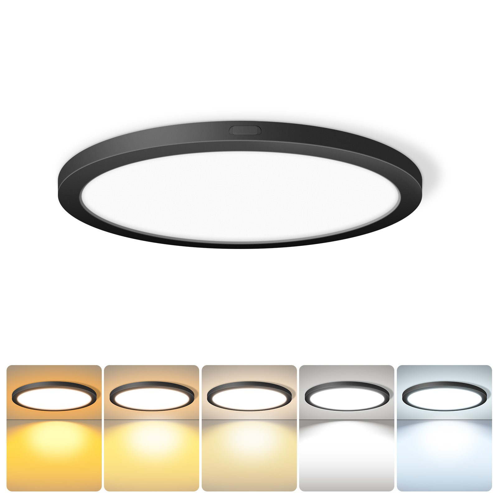 Wrought Studio™ 7 Inch Round Black Ceiling Light,14W 120V 5CCT Dimmable ...