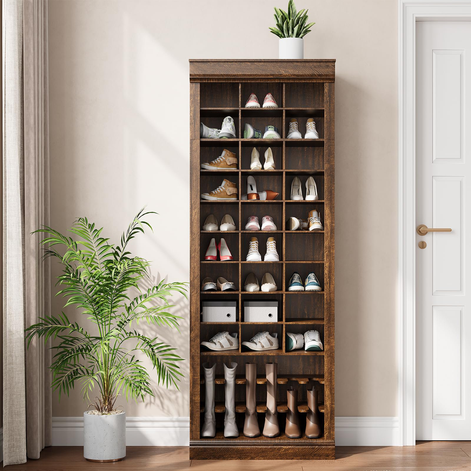 Red Barrel Studio® Shoe Storage Cabinet, 10-Tier Tall Shoe Cabinet with ...