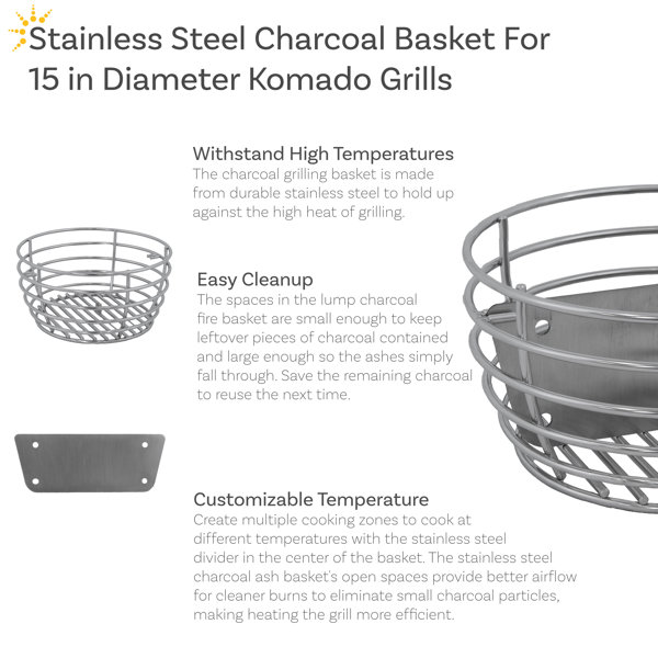 SunnyDaze Decor Stainless Steel Charcoal Basket - For 15 in (38.1 cm ...