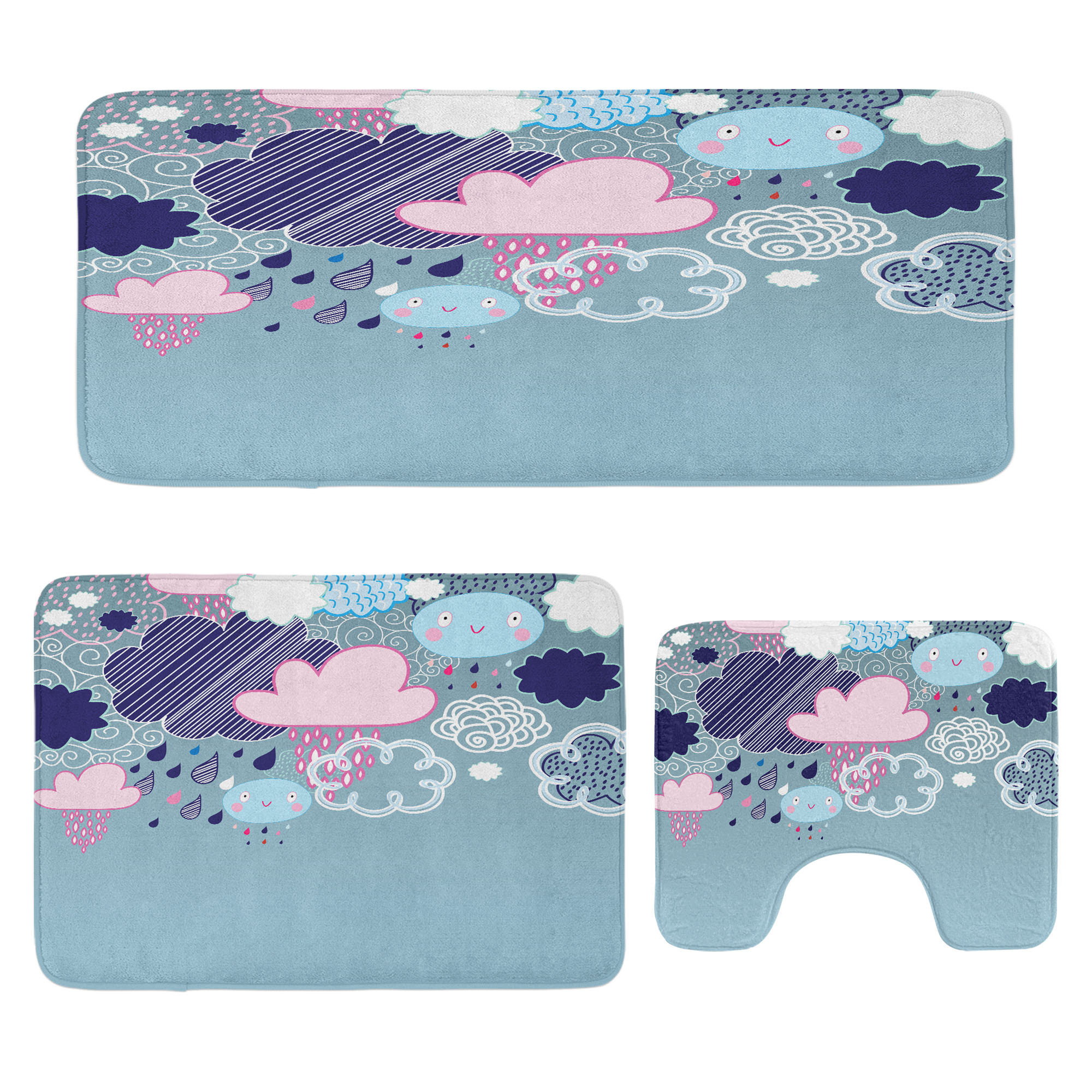 East Urban Home Cartoon Bathroom Rug Set 3 Pieces U-Shape & Rectangle ...