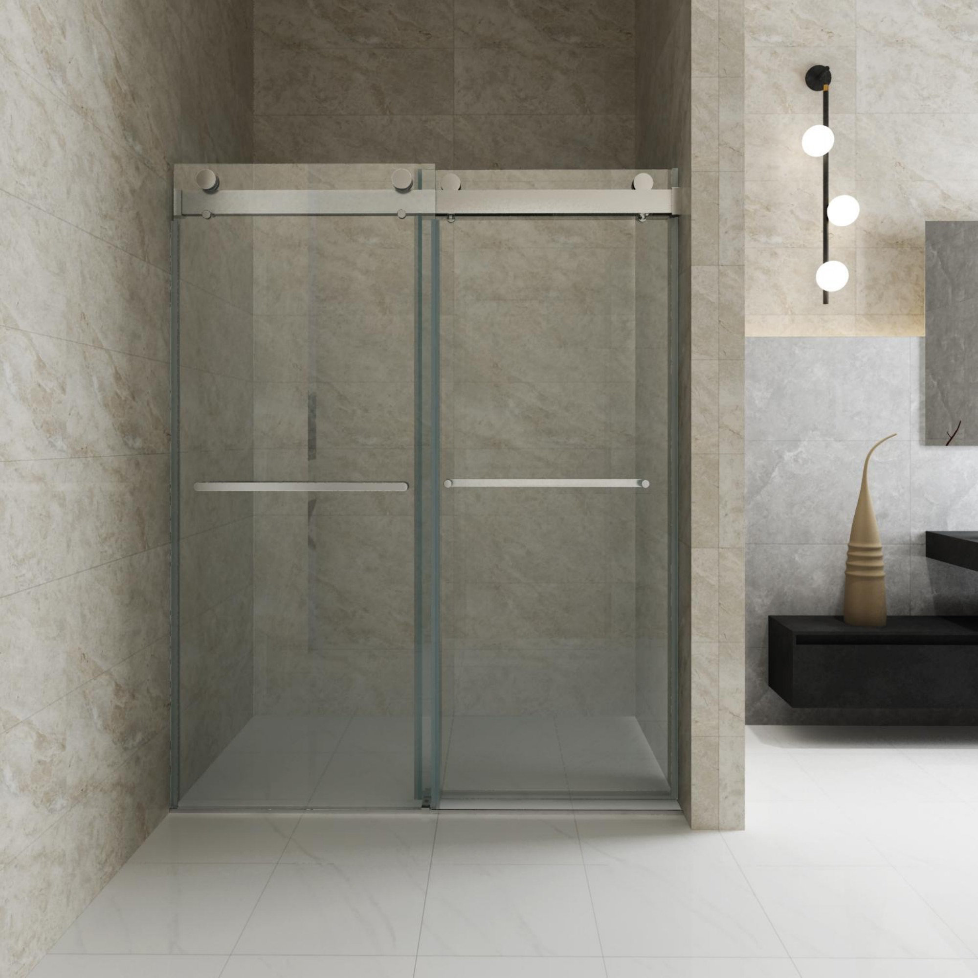 Carshome 44-48 "Wx 76"H Frameless Double Sliding Shower Door | Wayfair