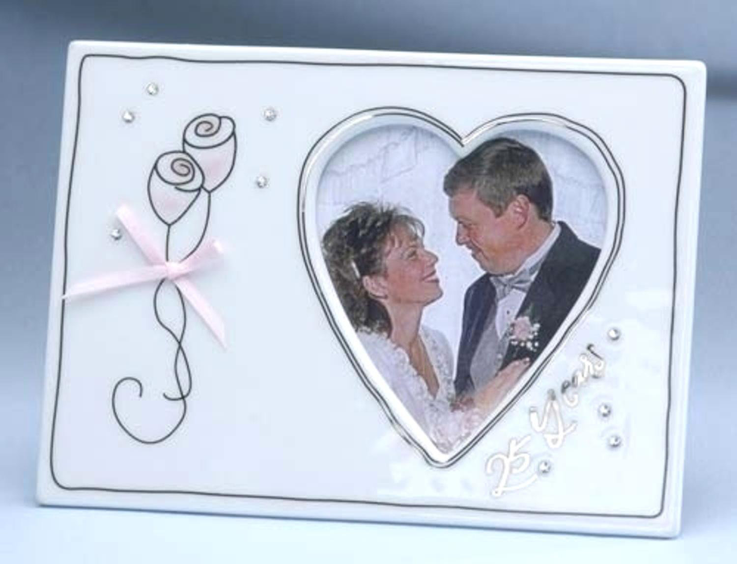 Le Prise™ 4" x 4" 25th Wedding Anniversary Porcelain Photo Frame | Wayfair
