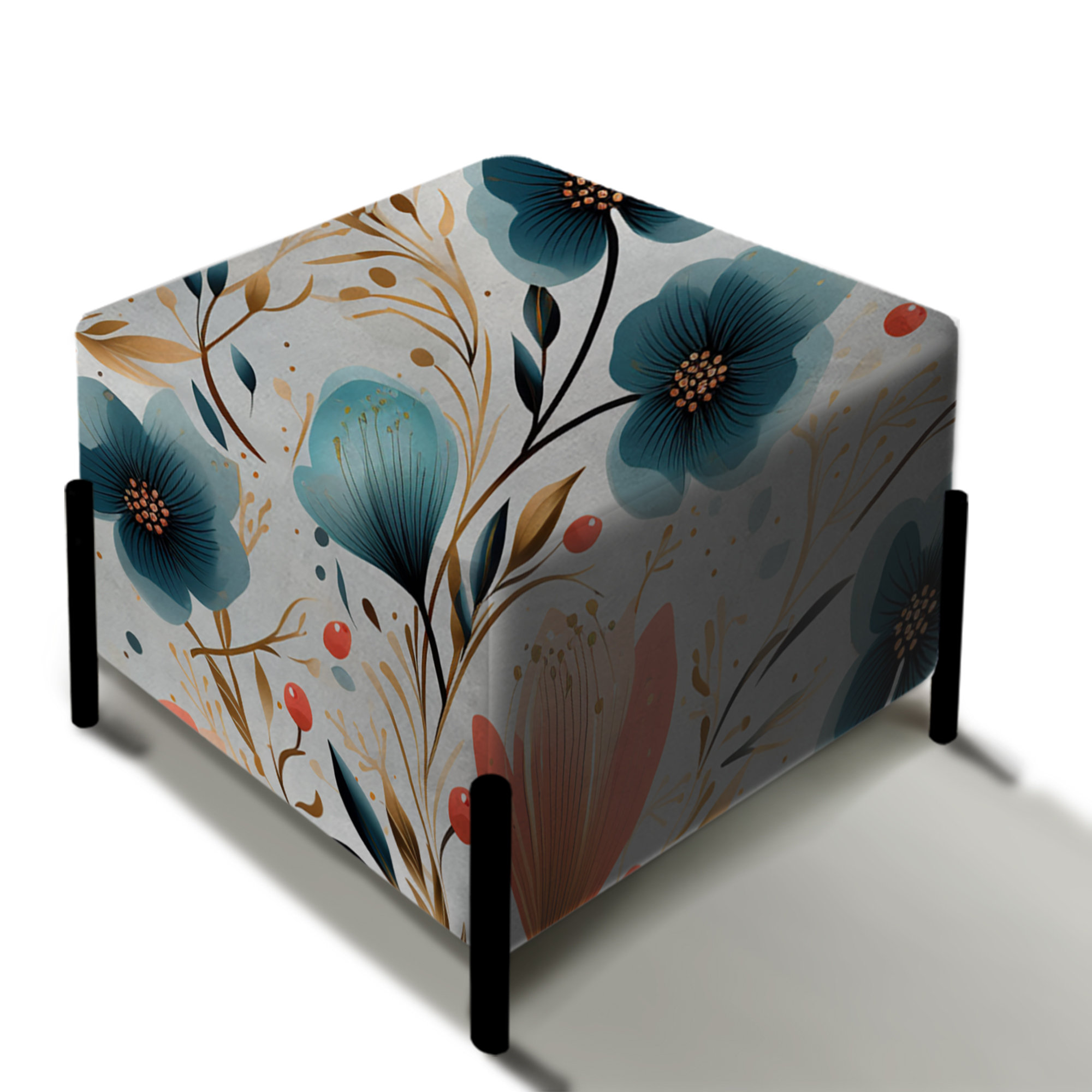 Design Art Multicolor Coastal Serene Floral Pattern - Floral Square ...
