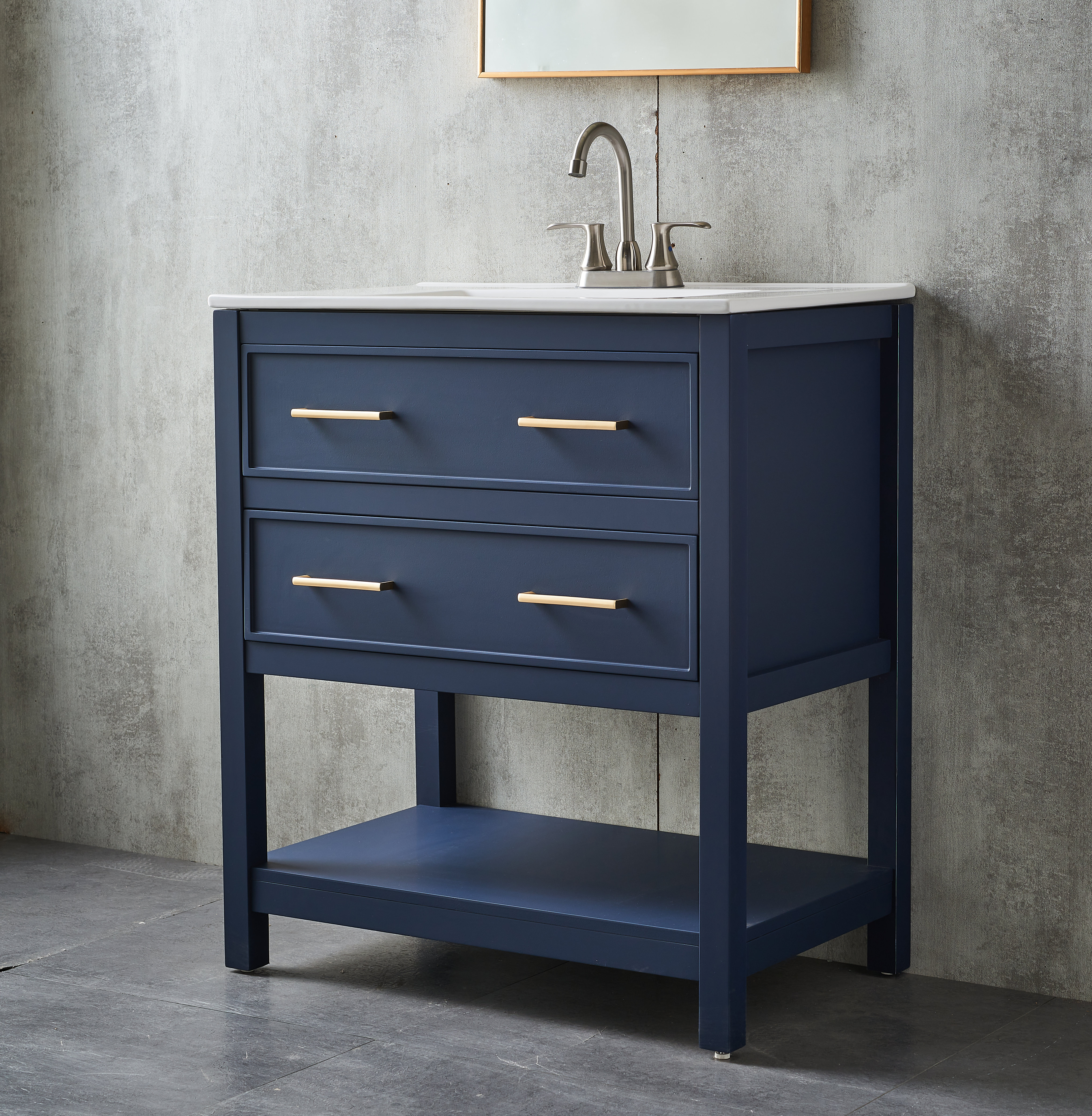 Ebern Designs Blazon 30'' Blue Modern Free Standing Single Bathroom ...