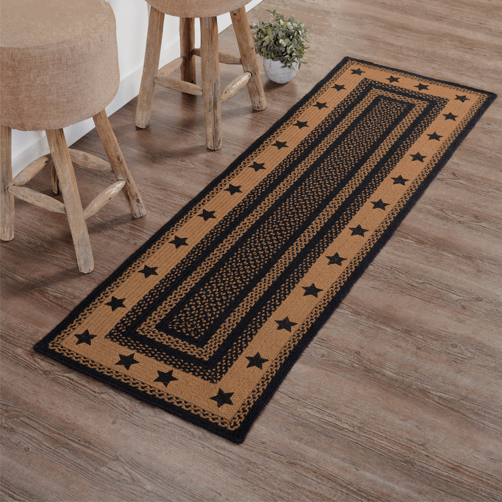 Union Rustic Kaluda Oriental Hand Braided Area Rug in Country Black ...