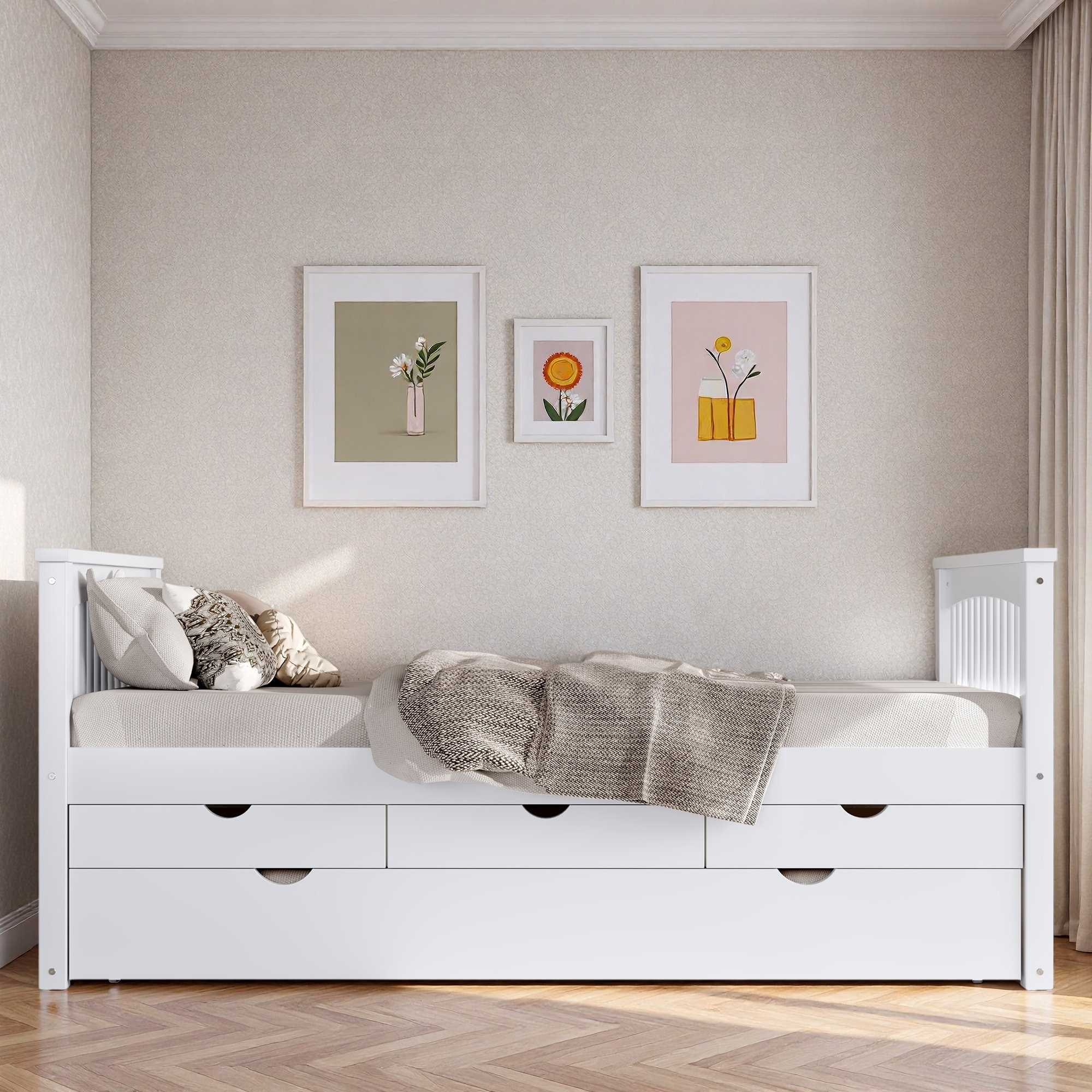 Lark Manor Lit plateforme avec 3 tiroirs et lit gigogne - Wayfair Canada