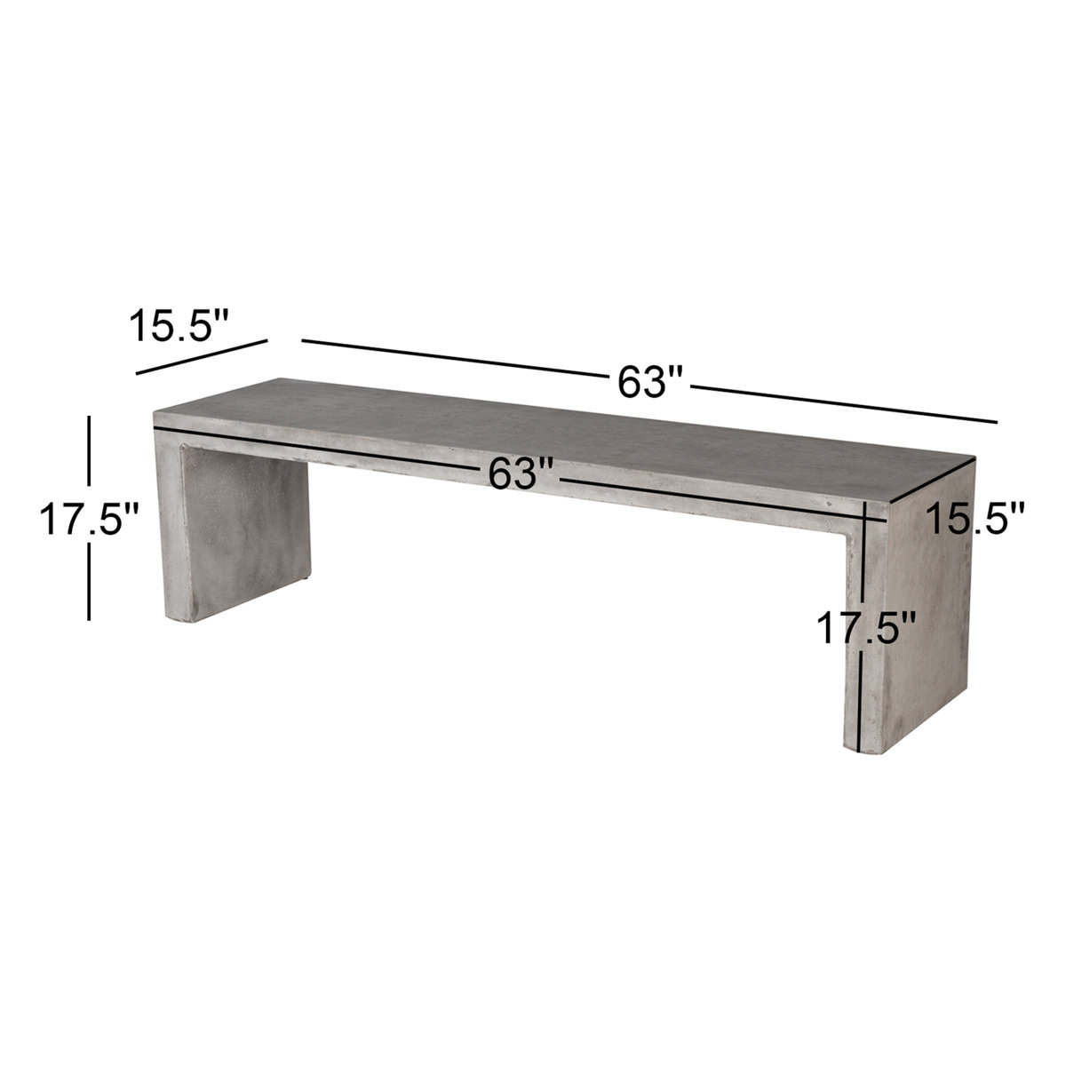 CO9 Design Bridge Backless Concrete Garden Bench & Reviews | Perigold