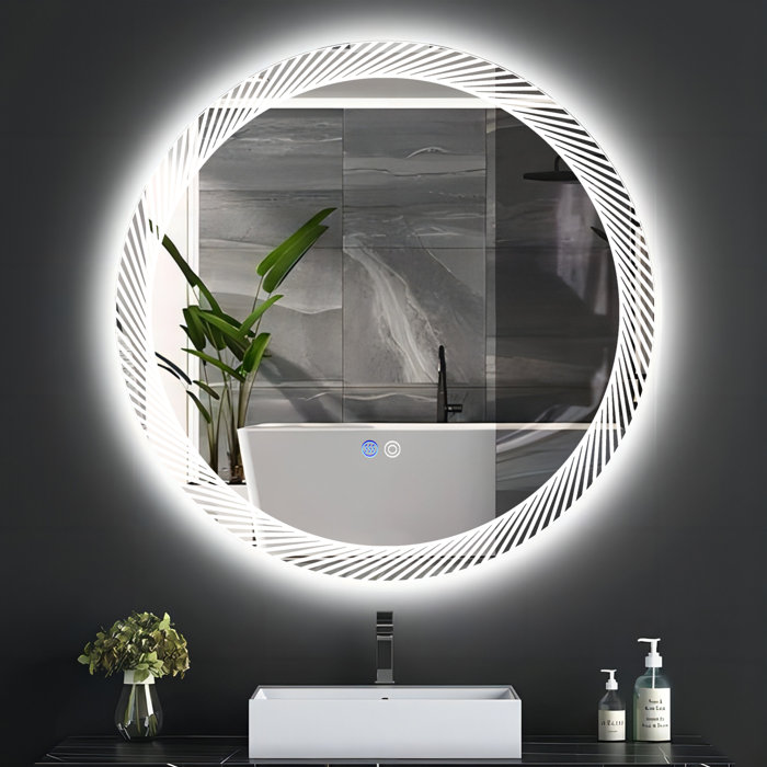 Ivy Bronx Gaurik Round LED Wall Mirror | Wayfair
