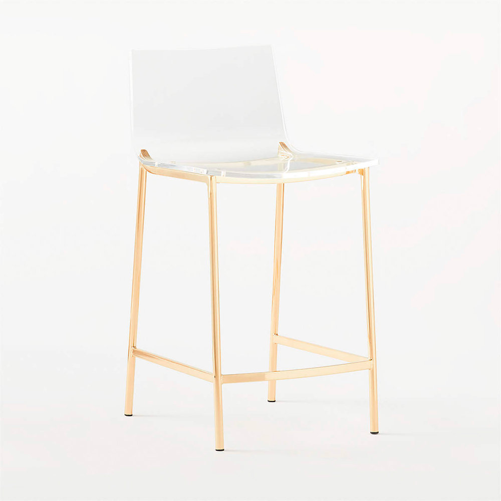 Everly Quinn Anglin Clear 26" Counter Stool With Metal Legs | Wayfair