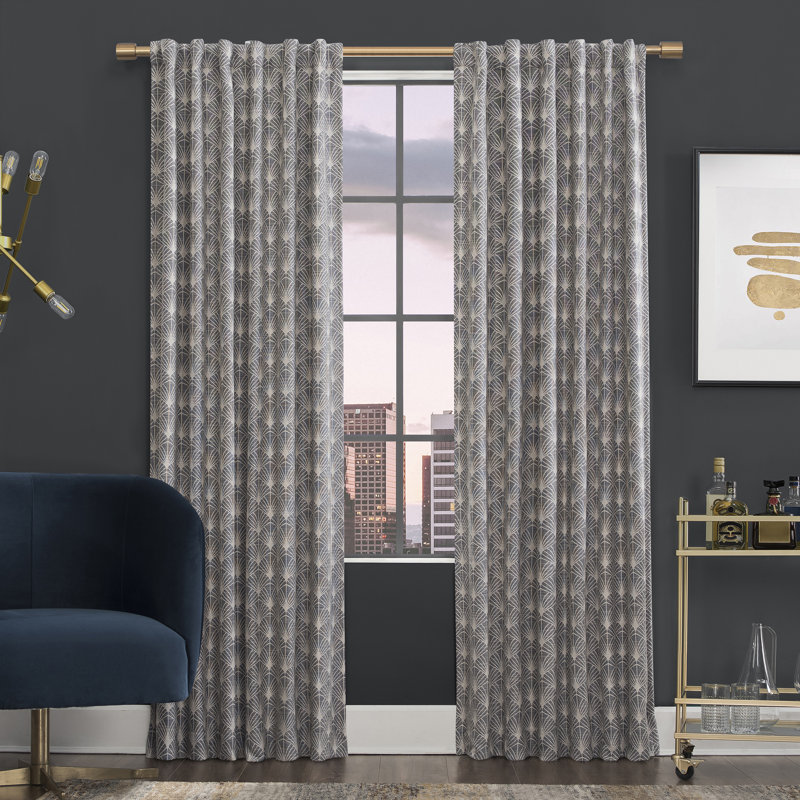Scott Living Montauk Art Deco 100% Blackout Back Tab Curtain Panel ...