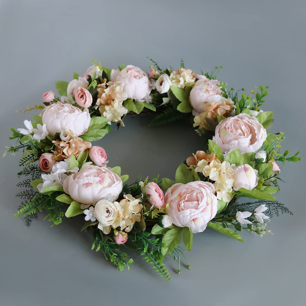 Primrue Artificial Peony Wreath For Front Door - 20 Inch Large ...