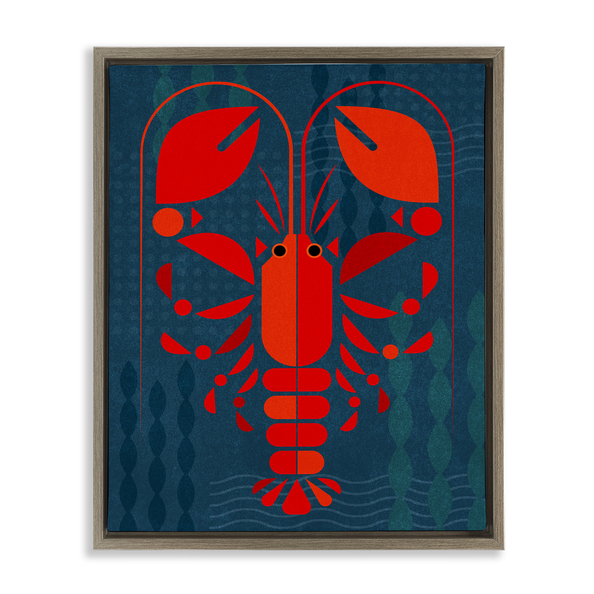 Highland Dunes Nautical Lobster Shape Framed Floater Canvas Wall Art By ...