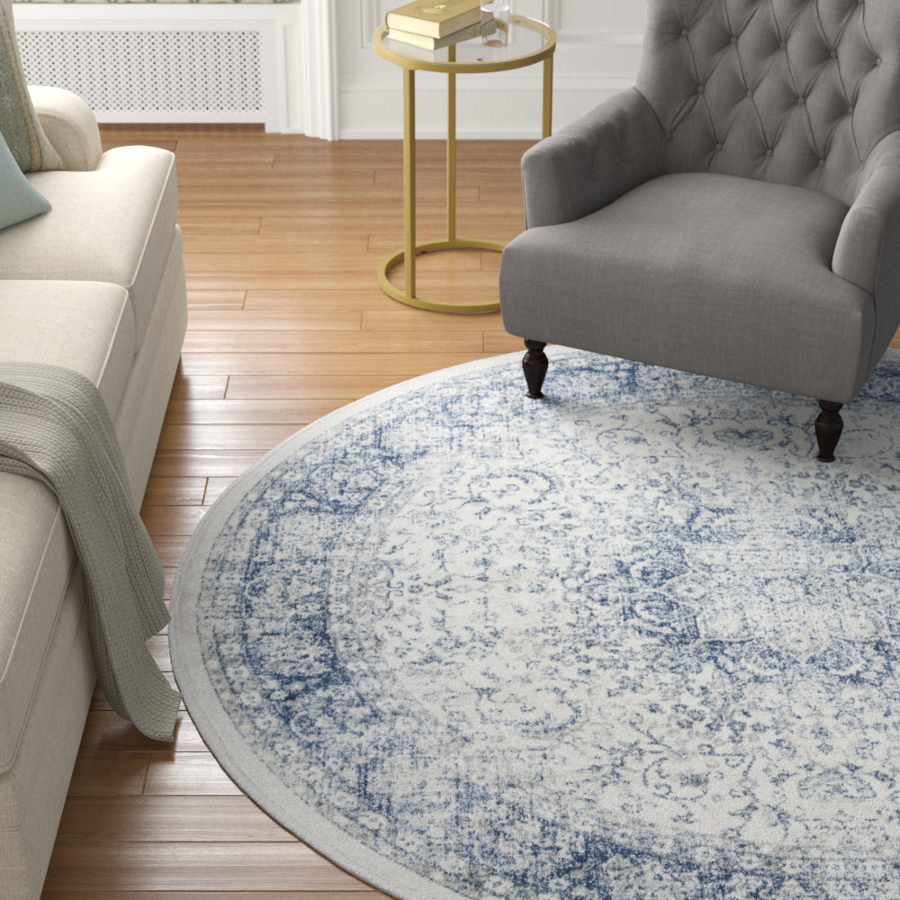 Charlton Home® Olander Border Blue Area Rug & Reviews | Wayfair