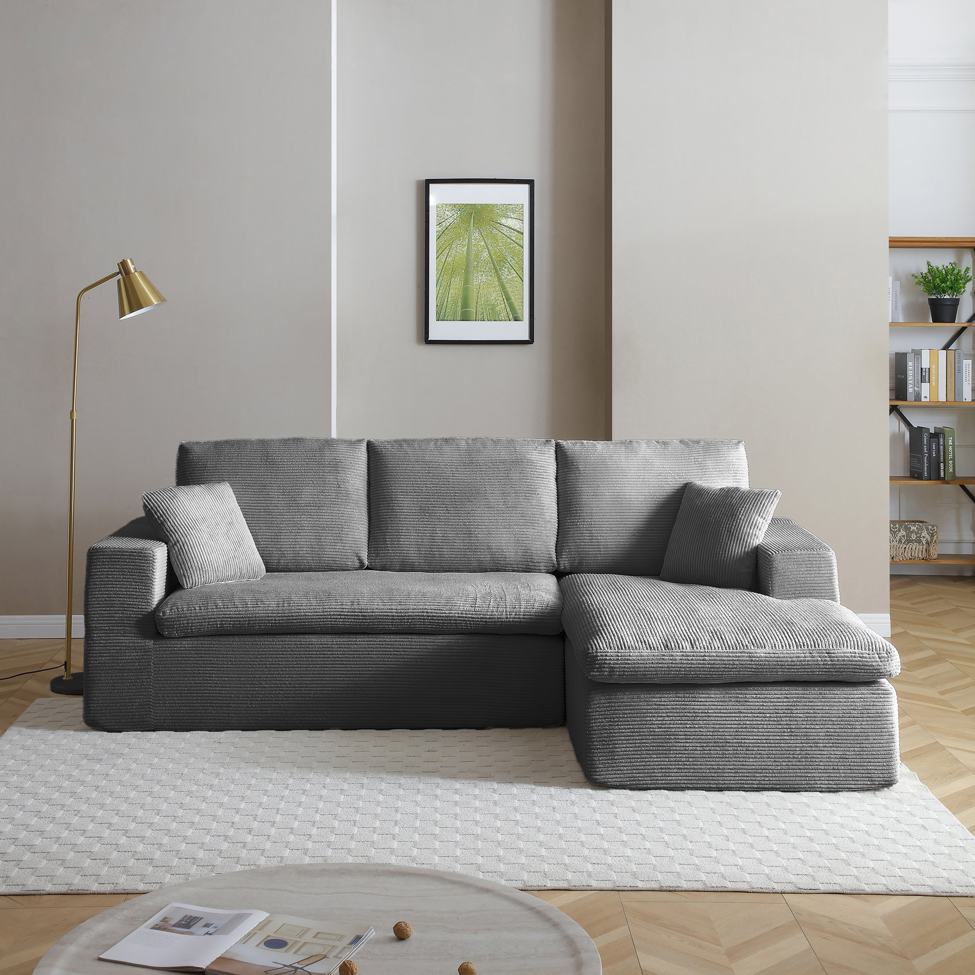 Latitude Run® 102" W Corduroy Sectional Sofa No Assembly, All High ...