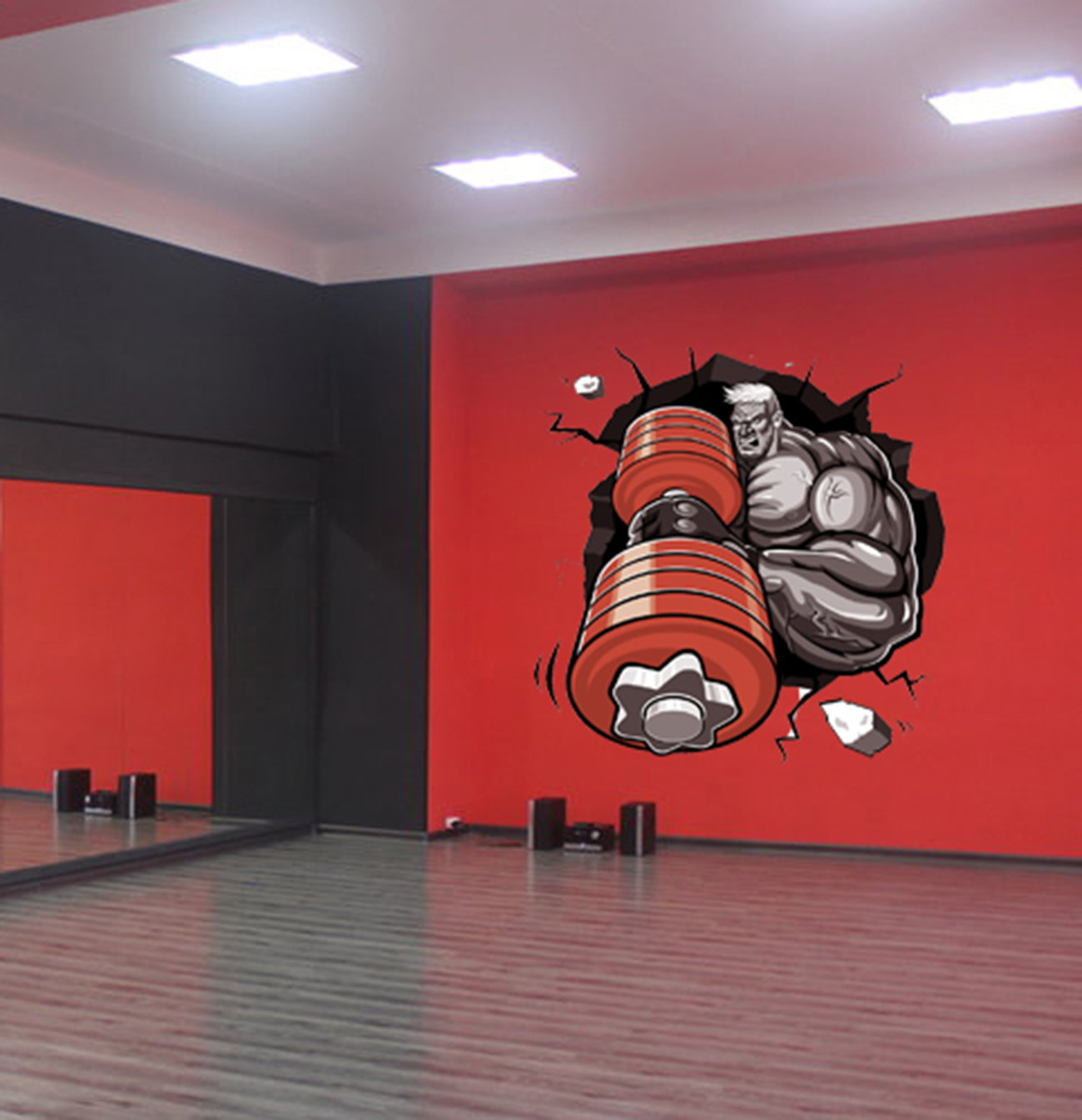 Trinx Polygonal Gym Bodybuilding Wall Decal | Wayfair