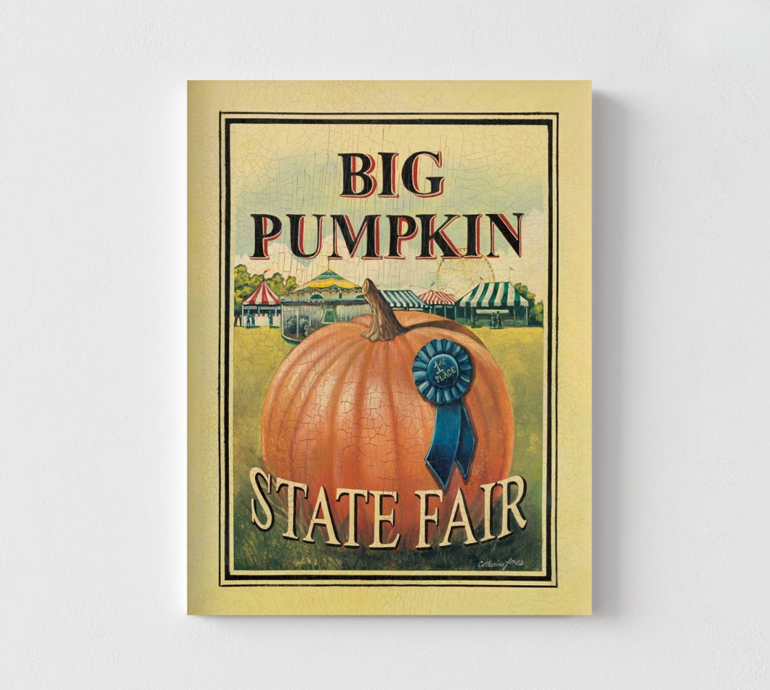 WeFrameArt Big Pumpkin By Catherine Jones, Orange Pumpkin Poster, Retro ...