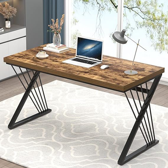 Latitude Run® Office Desk, Modern Wood And Metal Computer Desk, Simple ...