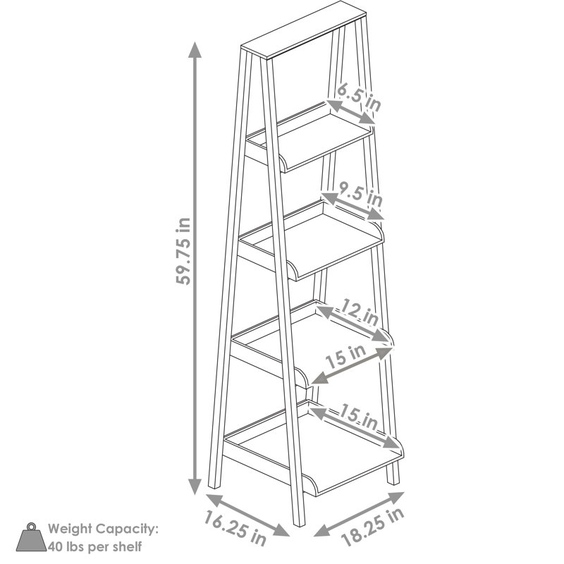 17 Stories Vaile Freestanding 4-Tier Leaning Ladder Shelf Bookshelf ...