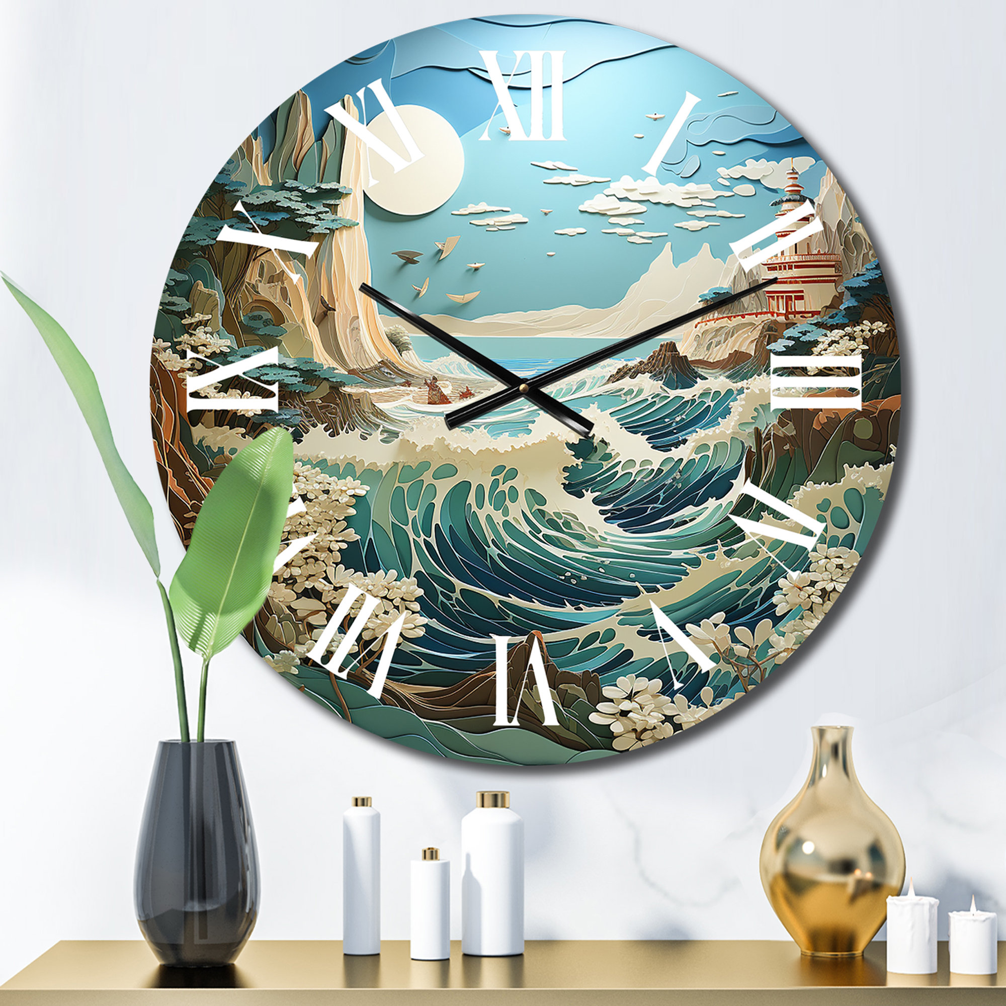 East Urban Home Coastal Majesty Papercut - Nautical & Beach Wall Clock ...
