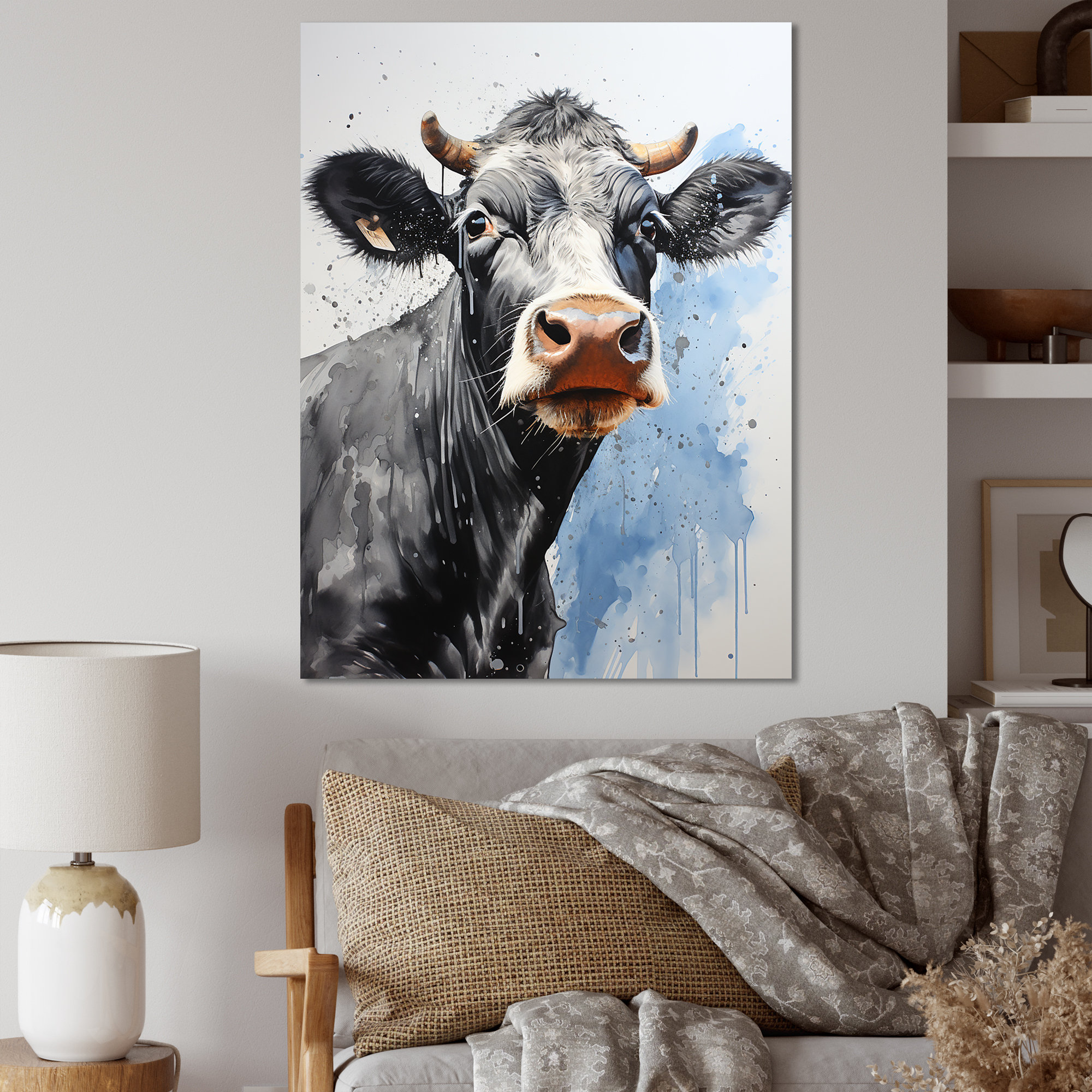 August Grove® Minimalism Black And White Cow III On Canvas Print | Wayfair