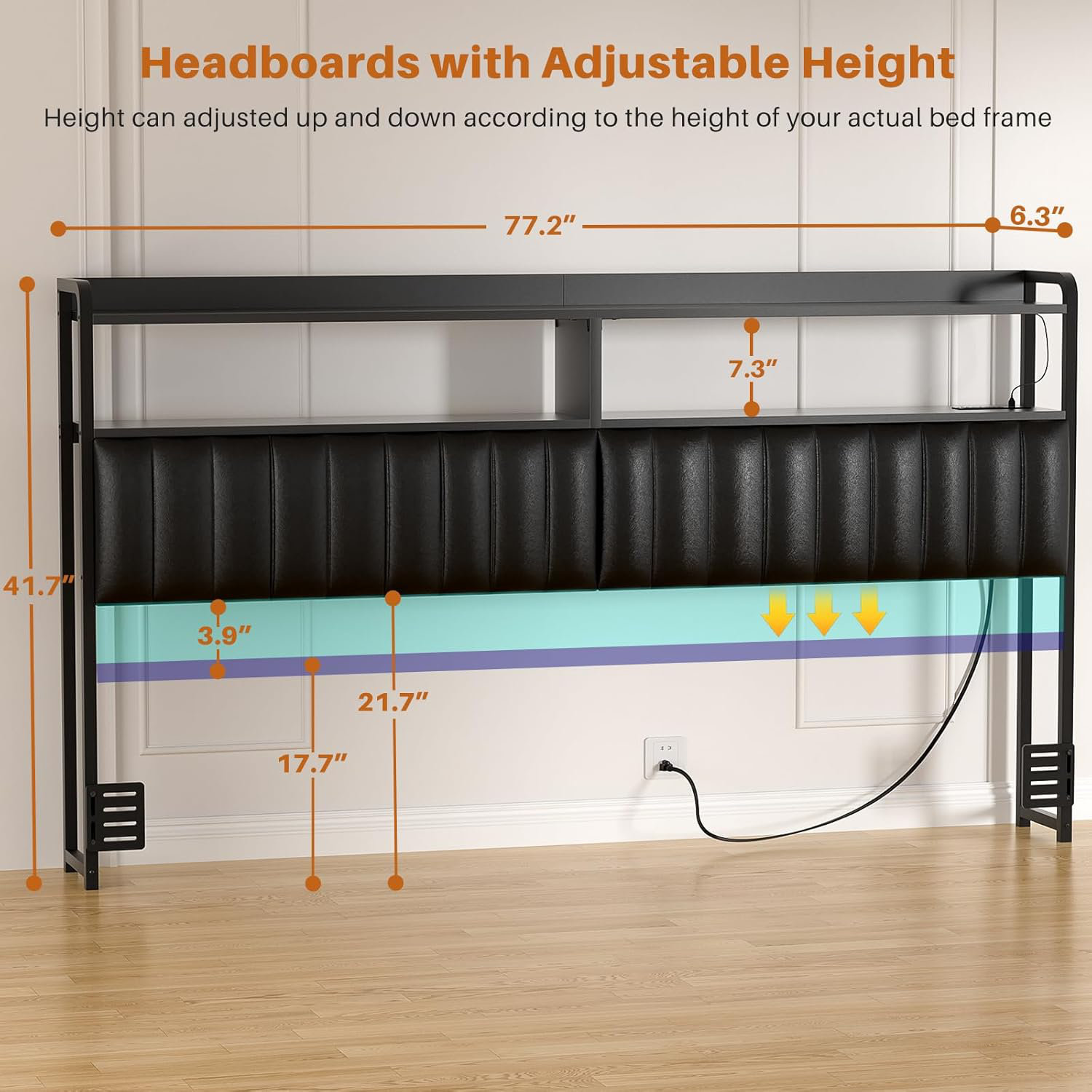 Brayden Studio Upholstered Headboards With Outlets USB Ports And LED ...