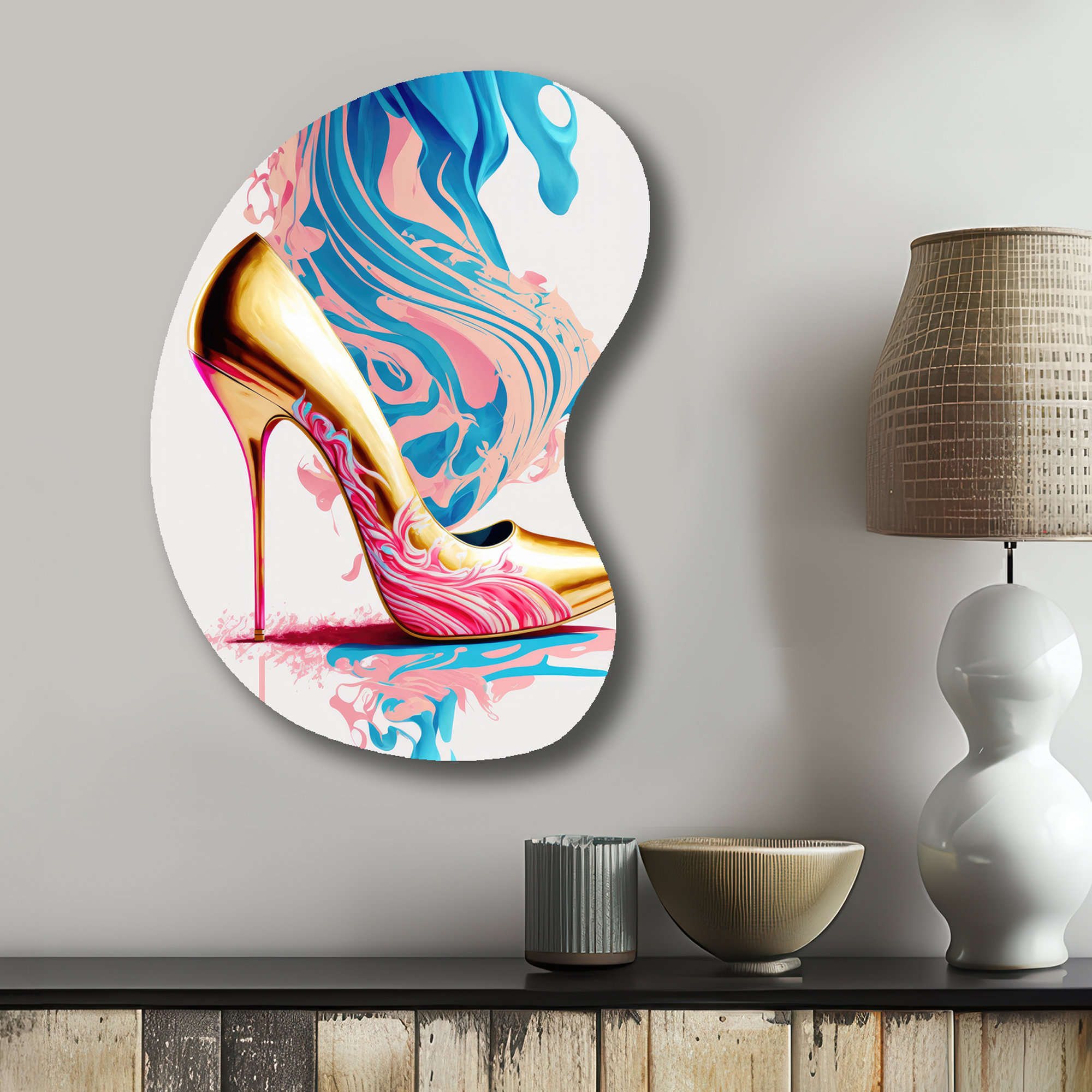 Mercer41 Pink And Blue Art Deco High Heel Shoes III - Fashion Boom ...
