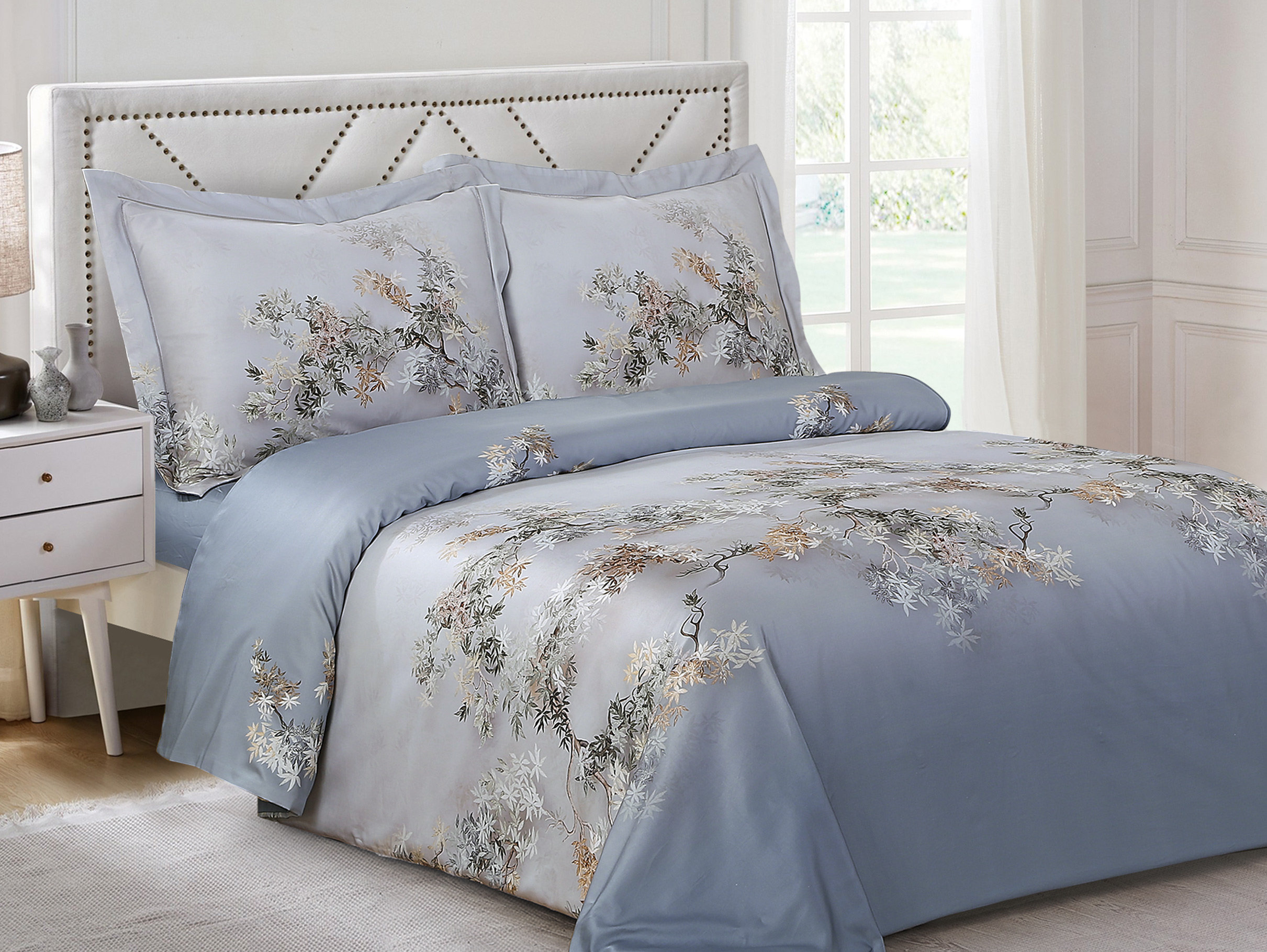 Violet Linen Light Blue Standard Cotton 8 Piece Duvet Cover Set | Wayfair