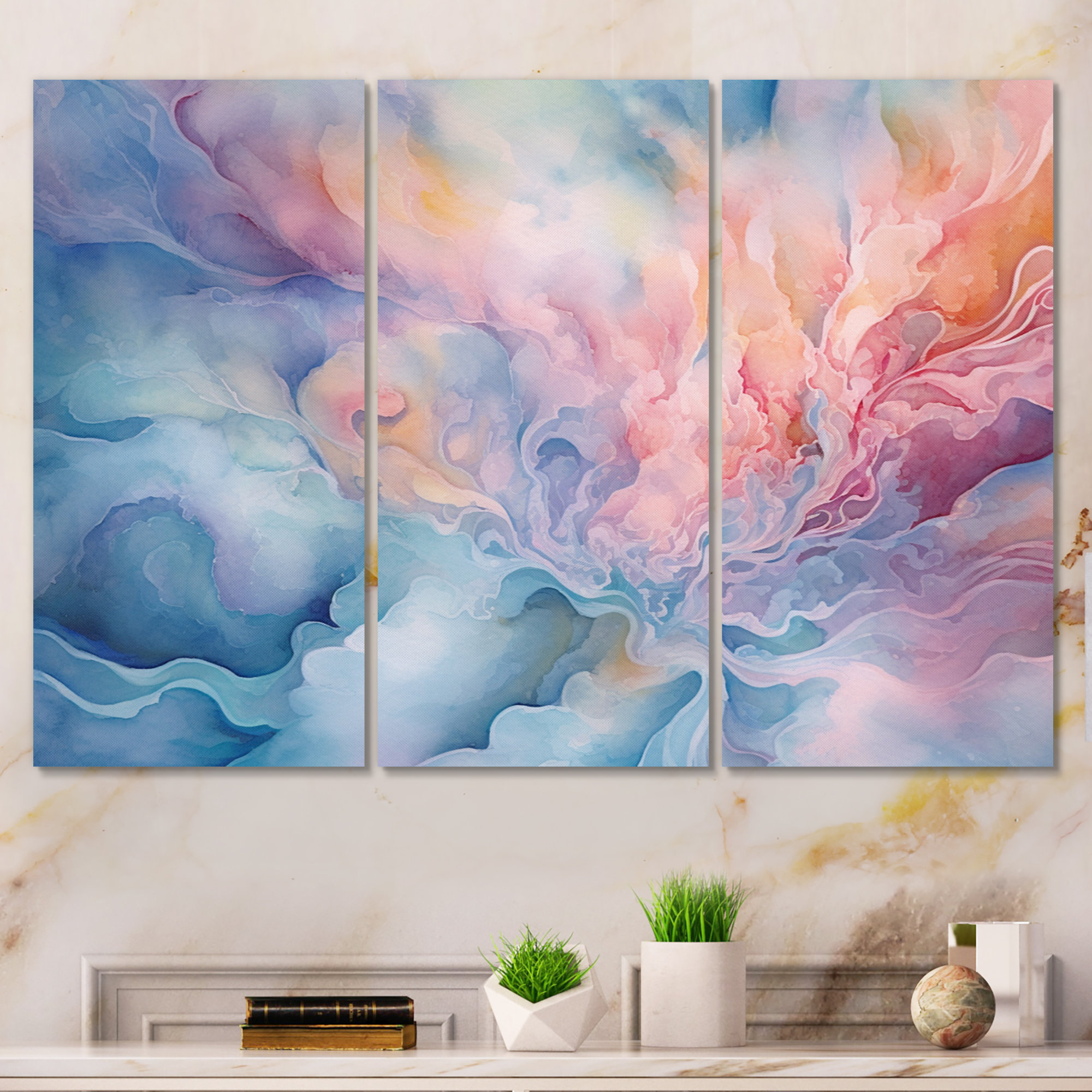 Wrought Studio Pink and Aqua Enchanted Spills - Abstract Shapes Metal ...