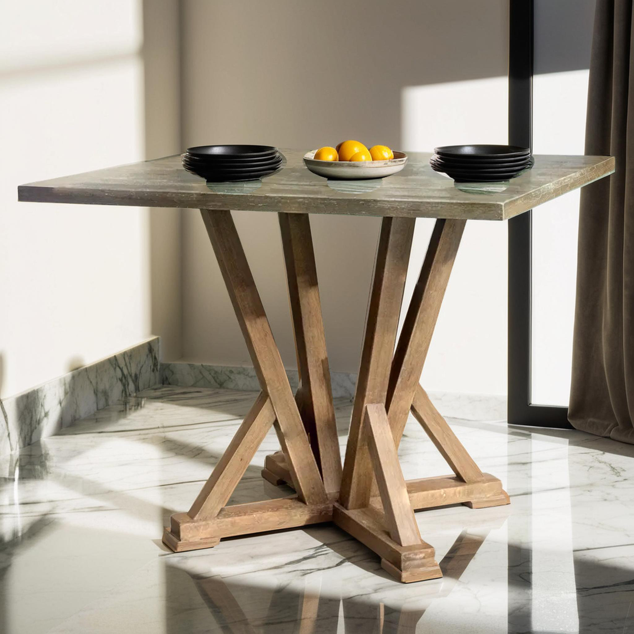 August Grove Modern Farmhouse Square Counter Solid Wood Rubberwood ...