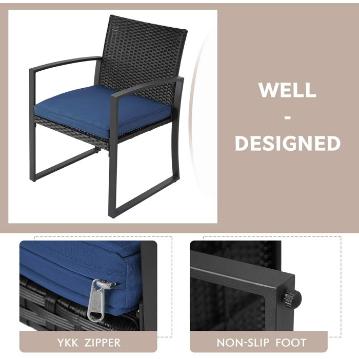 Ebern Designs Jipson 2 - Person Outdoor Seating Group with Cushions ...