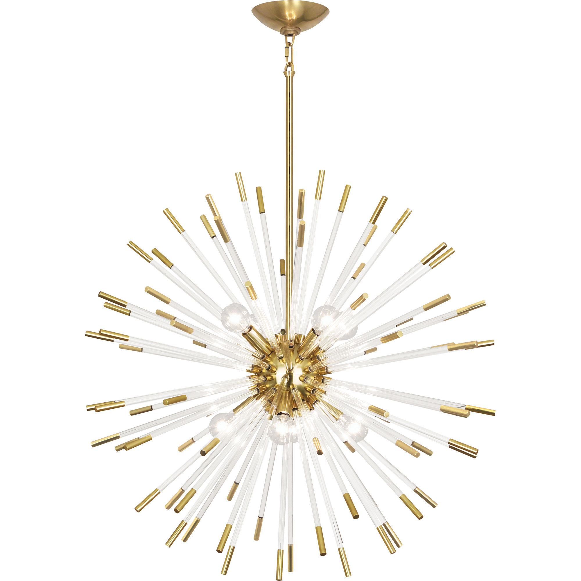 Everly Quinn Modern Brass Chandelier With Clear Acrylic Rods - Kennon ...