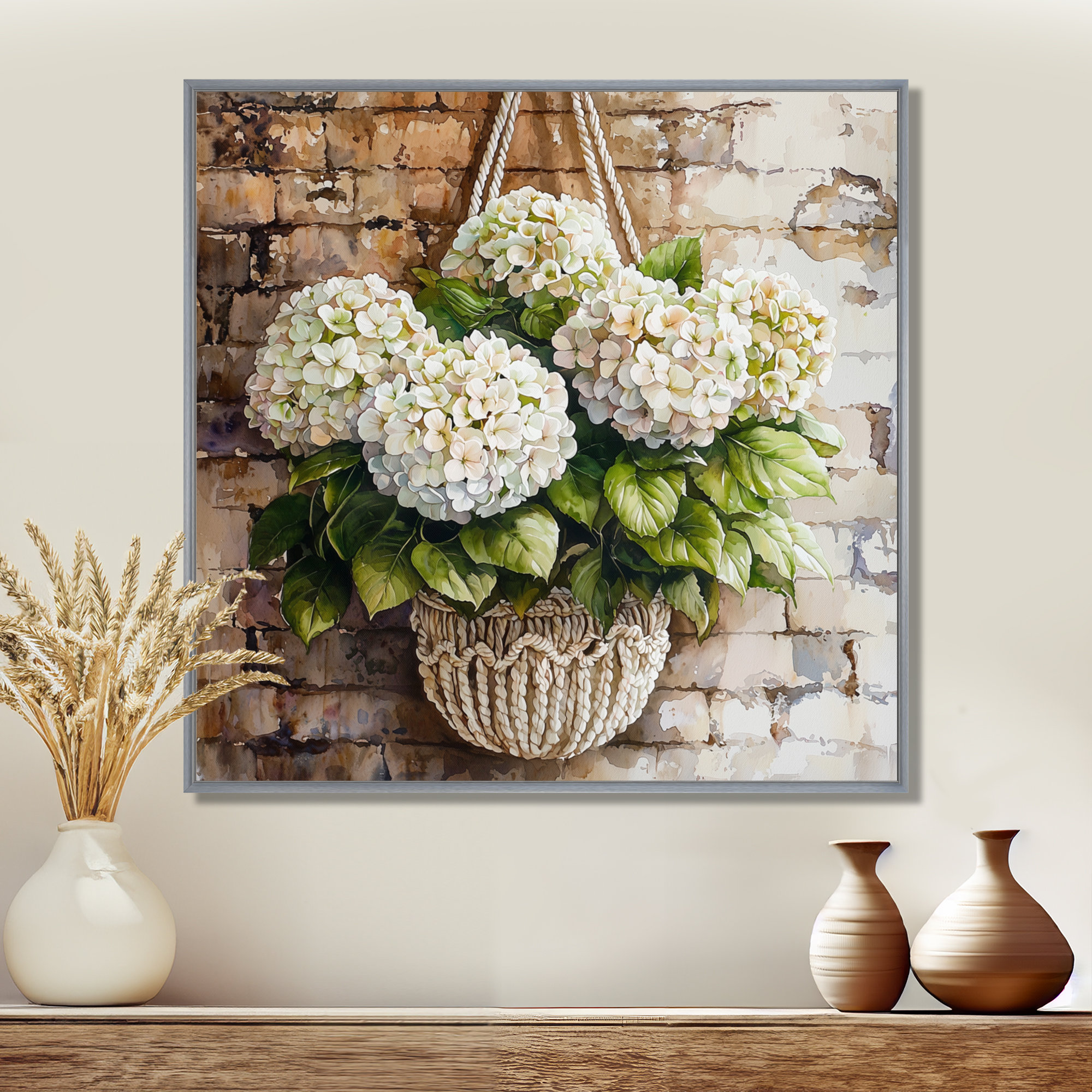 Winston Porter Hydrangeas In A Macrame II - Hydrangea Wall Art for ...