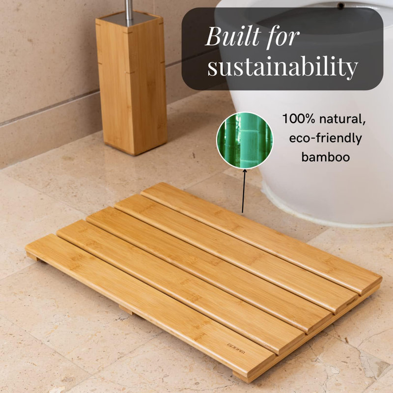 Belleze Natural Bamboo Bath Mat | Wayfair