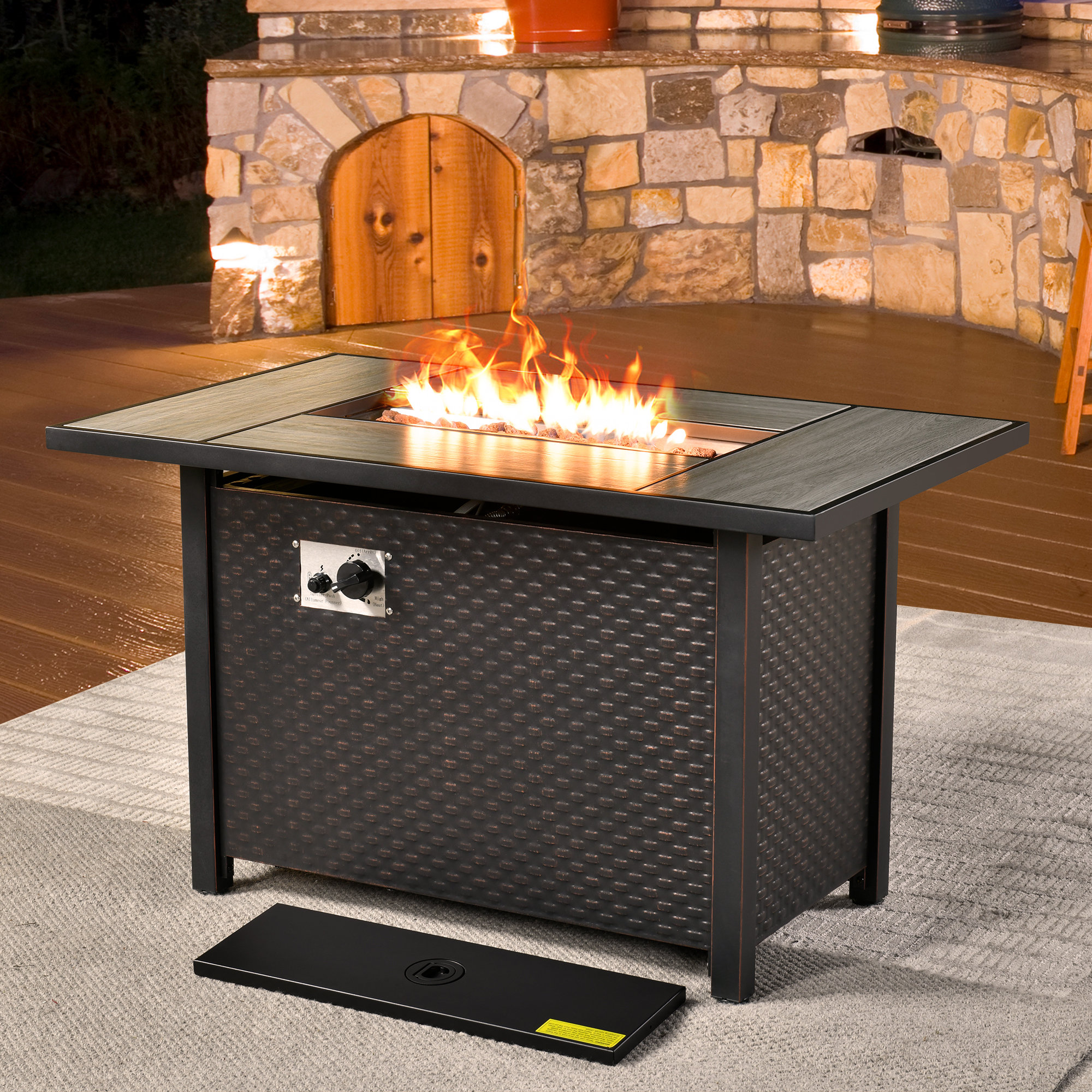 Red Barrel Studio 25.98'' H X 42.13'' W Steel Propane Outdoor Fire Pit ...