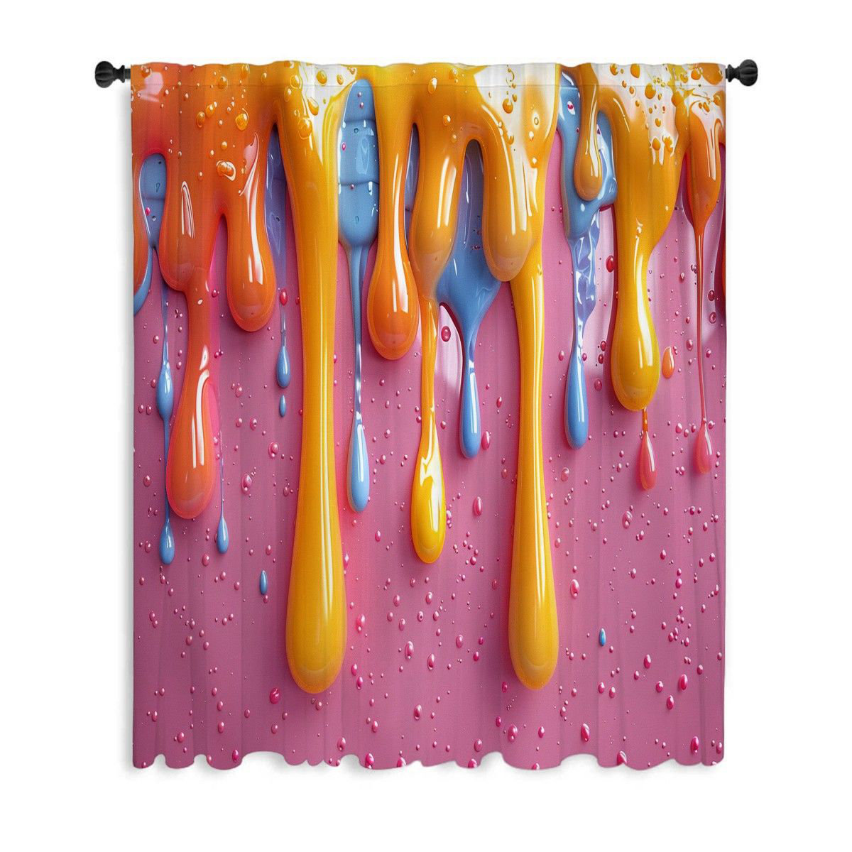 VisionDecor Dripping Paint Window Curtains, Abstract Blockout & Sheer ...