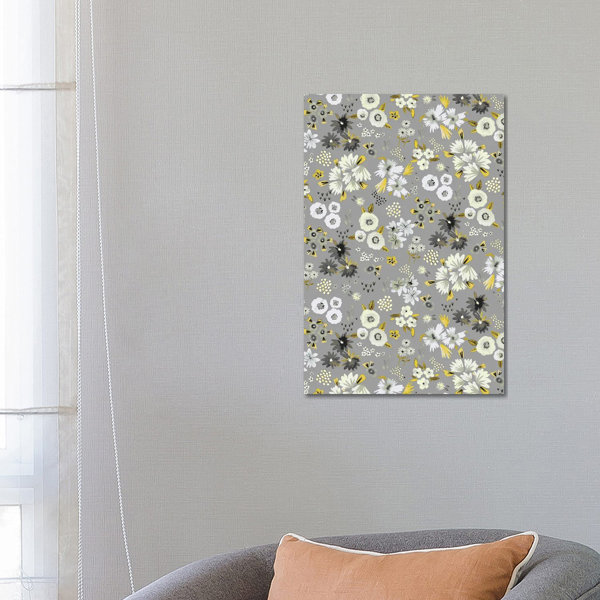Ophelia & Co. Little Flowers Ultimate Grey - Wrapped Canvas Graphic Art ...