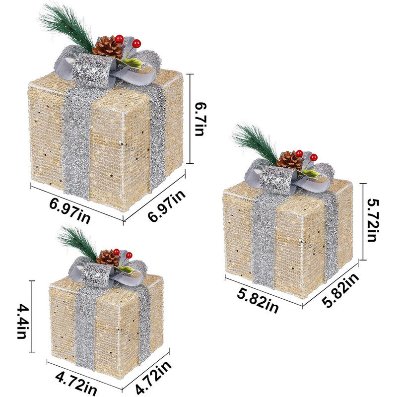 The Holiday Aisle® Set of 3 Christmas Lighted Gift Boxes Decorations ...