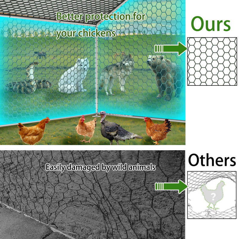 17 Stories Dog Kennel Quail Cage Duck House Large Chicken Coop Metal ...