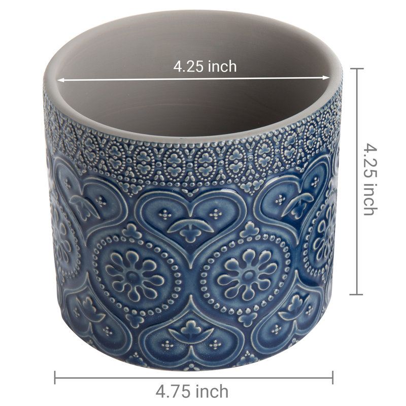 Bungalow Rose 4 Inch Blue Ceramic Pot Planter & Reviews | Wayfair