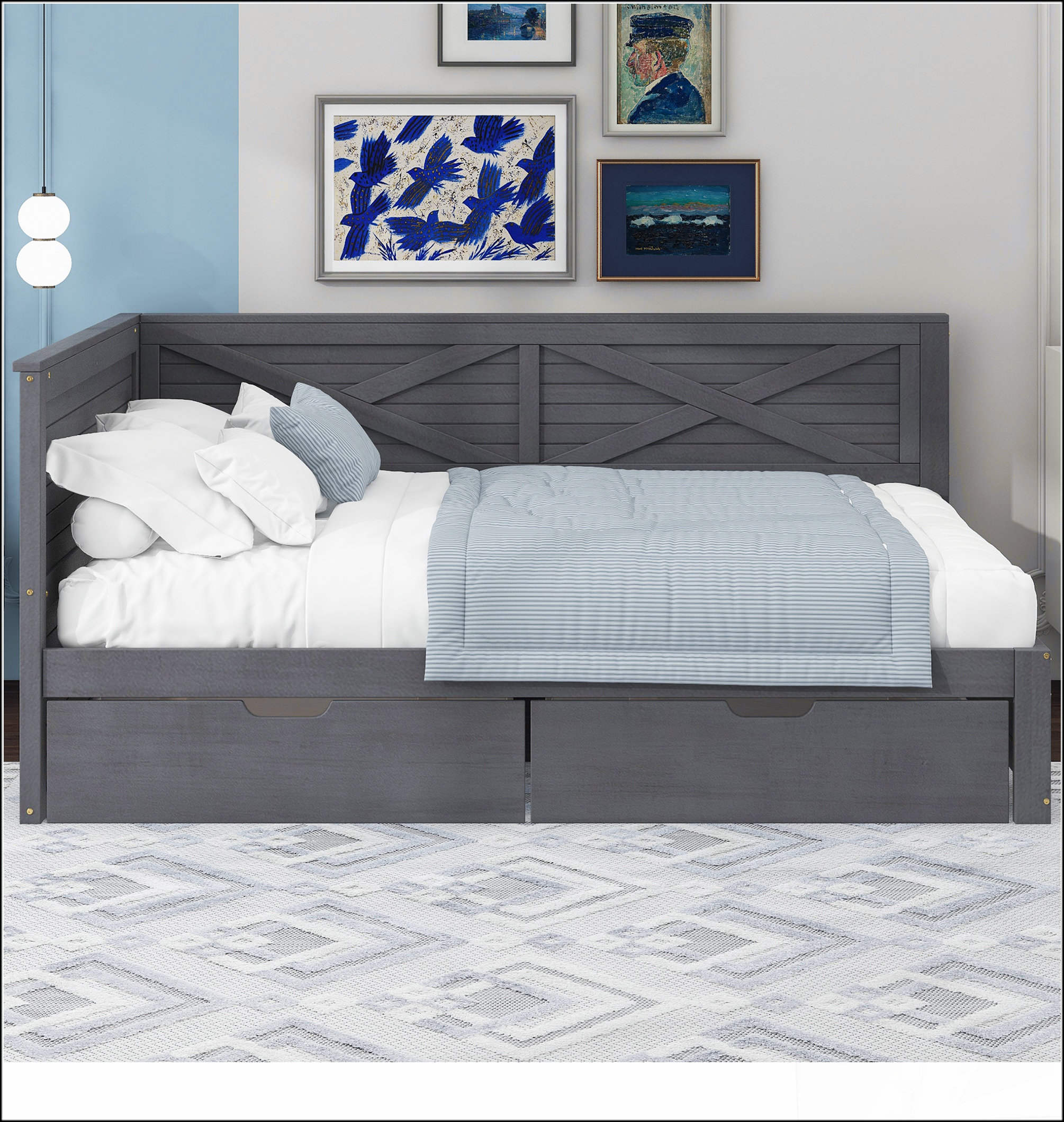 Latitude Run® Twin Size Wooden Daybed With 2 Spacious Drawers And ...